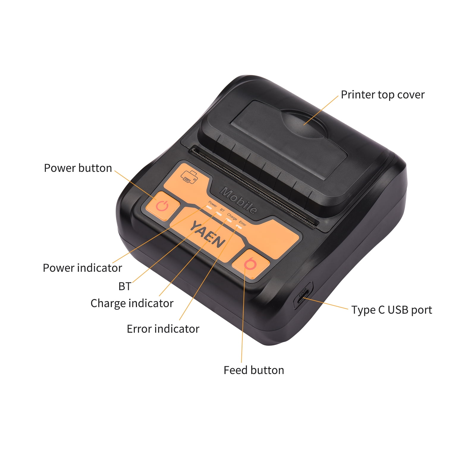 BIMZUC Portable Wireless 80mm Thermal Receipt Printer (3.15 inches / 80 ...