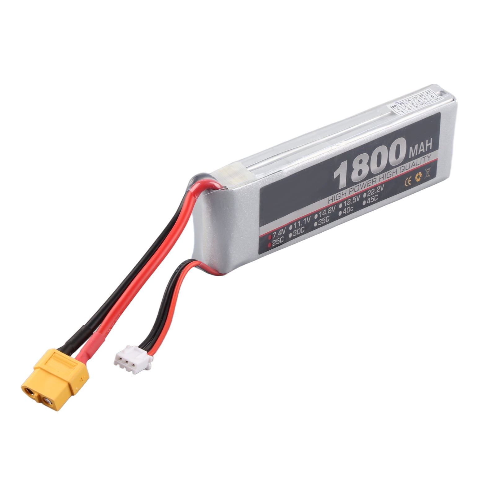 BIMZUC RC LiPo Battery 7.4V 2S 1800mAh 25C Rechargeable Lithium Polymer ...