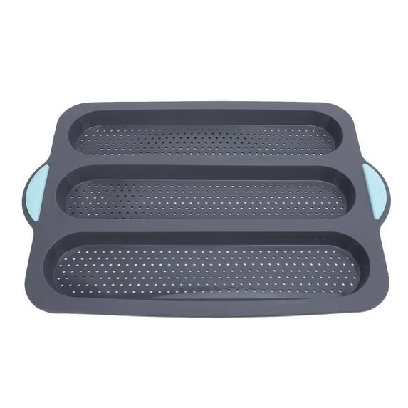 BIMZUC Silicone Bread & Cake Pan – 3‑Cavity Perforated, Heat‑Resistant ...