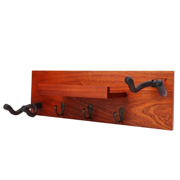 BIMZUC Solid Wood Guitar Wall Mount Shelf Hanger Holder Rack 4 in 1 ...