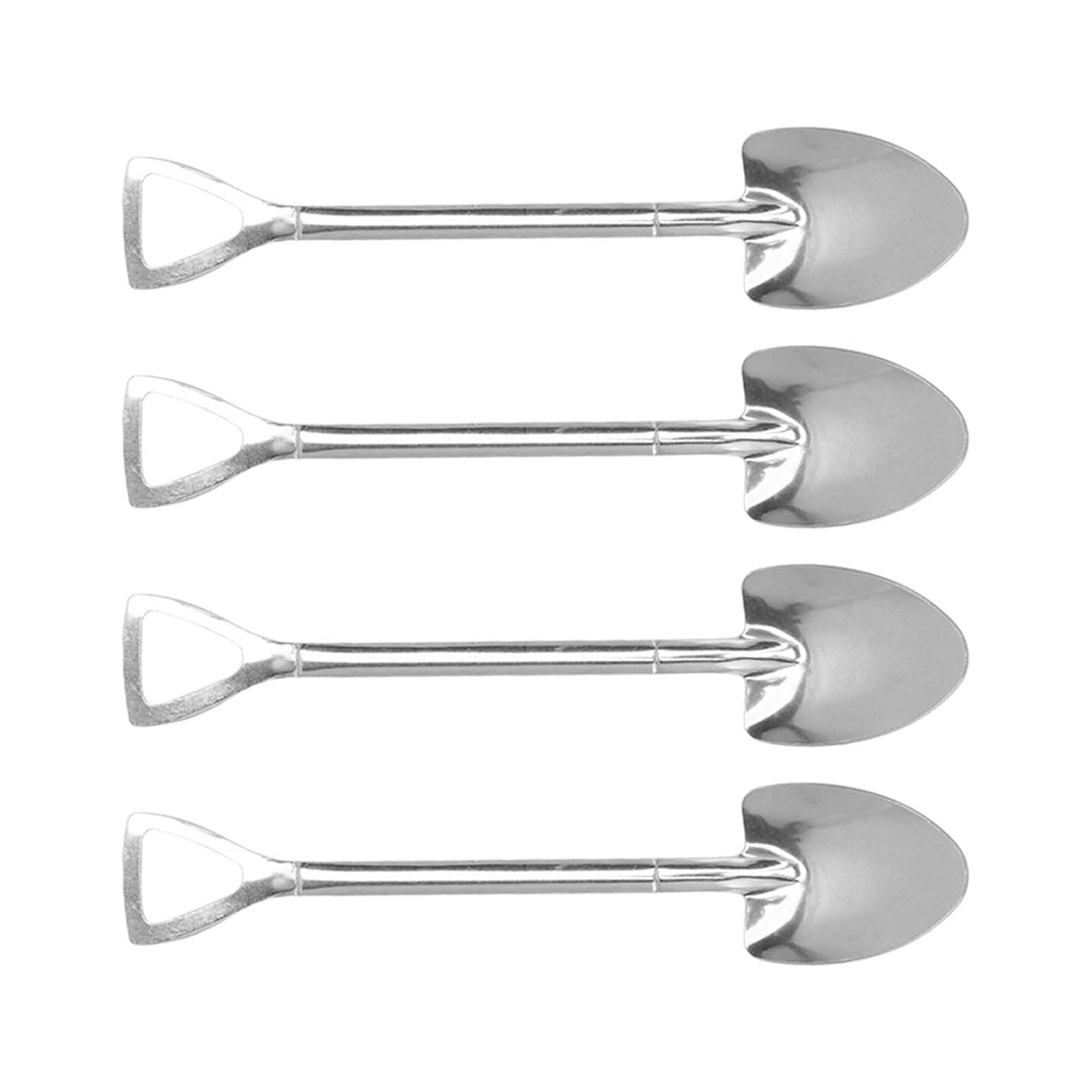 BIMZUC Stainless Steel Cute Shovel Spoon 4-Piece Set, Reusable Dessert ...
