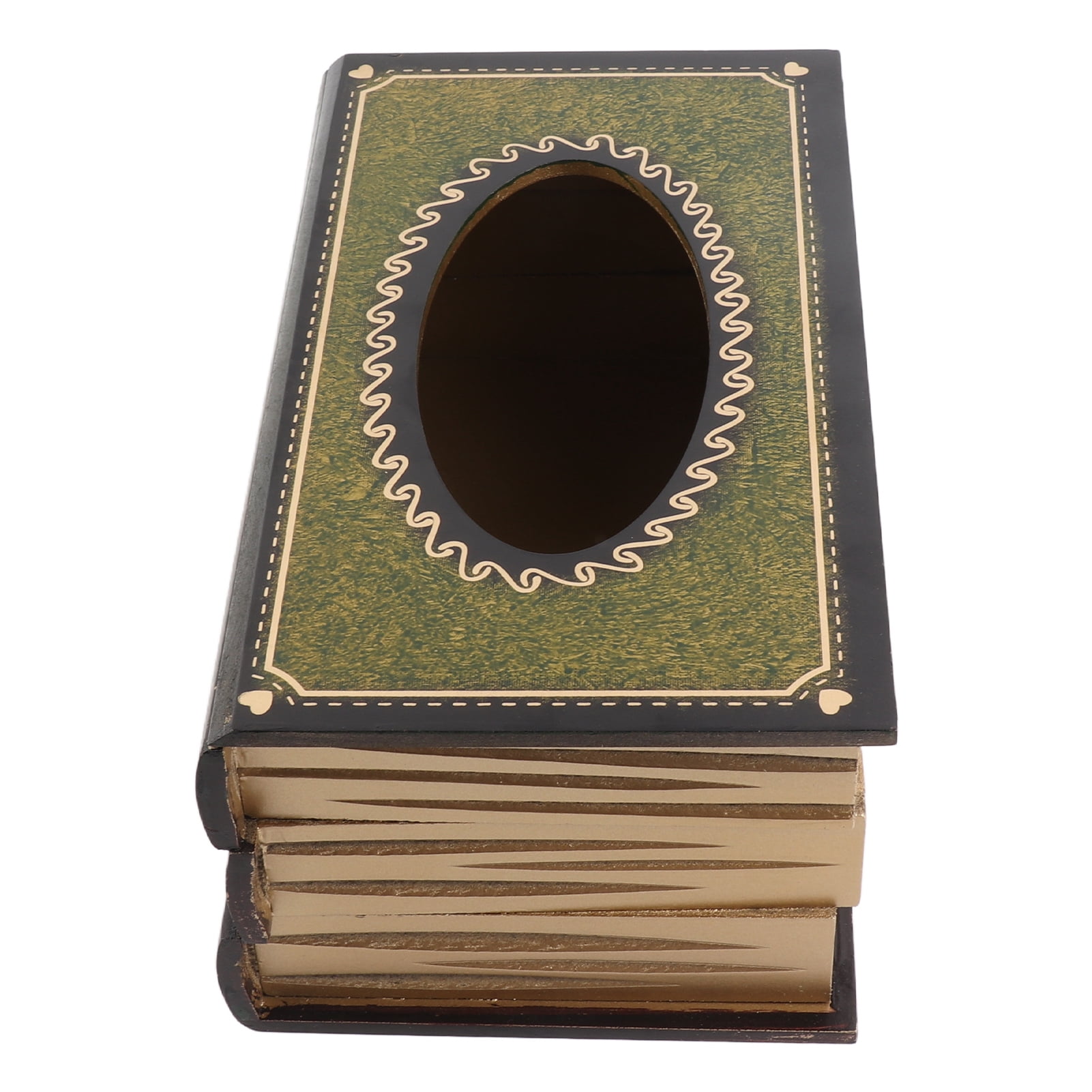 BIMZUC Vintage Book Tissue Box Cover Antique Rectangular Wood Dispenser ...