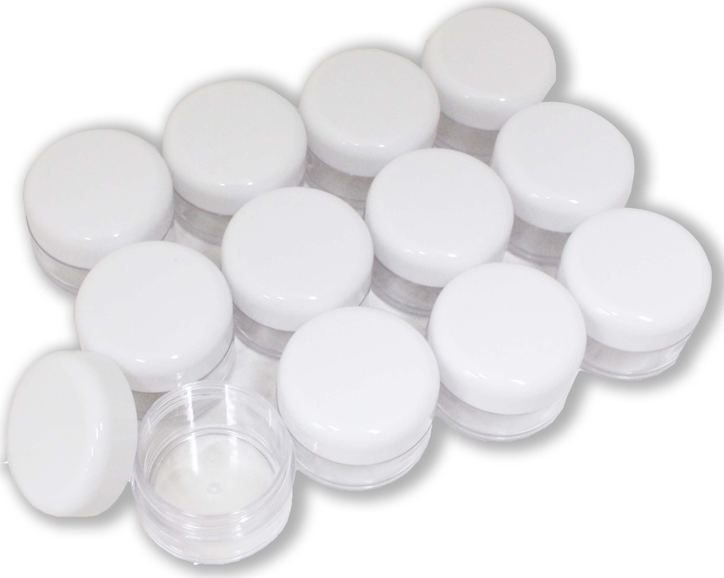 BIN BUDDY 12 Pc Jars | White Screw-On Lids | 25 ml Polystyrene | Clear ...