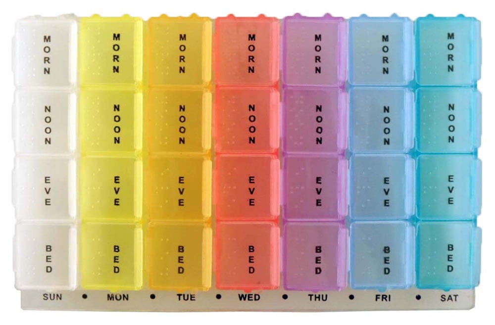 BIN BUDDY (2 Pack) 7-Day Mediplanner | Rainbow Color Pill Box Organizer ...