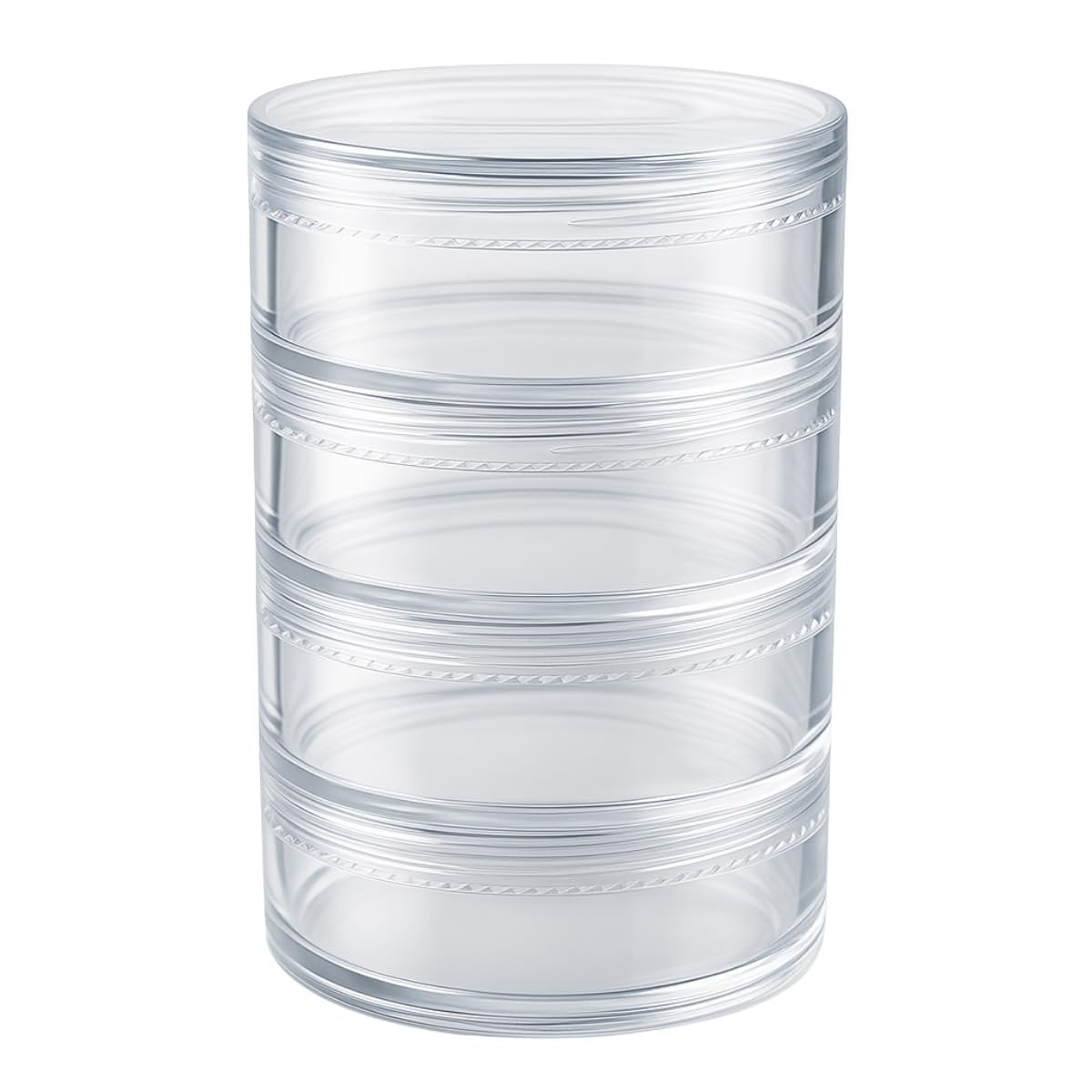 BIN BUDDY 4 Pc Stackable Plastic Boxes 2.75" 70mm Diameter x 1" 25.4mm ...