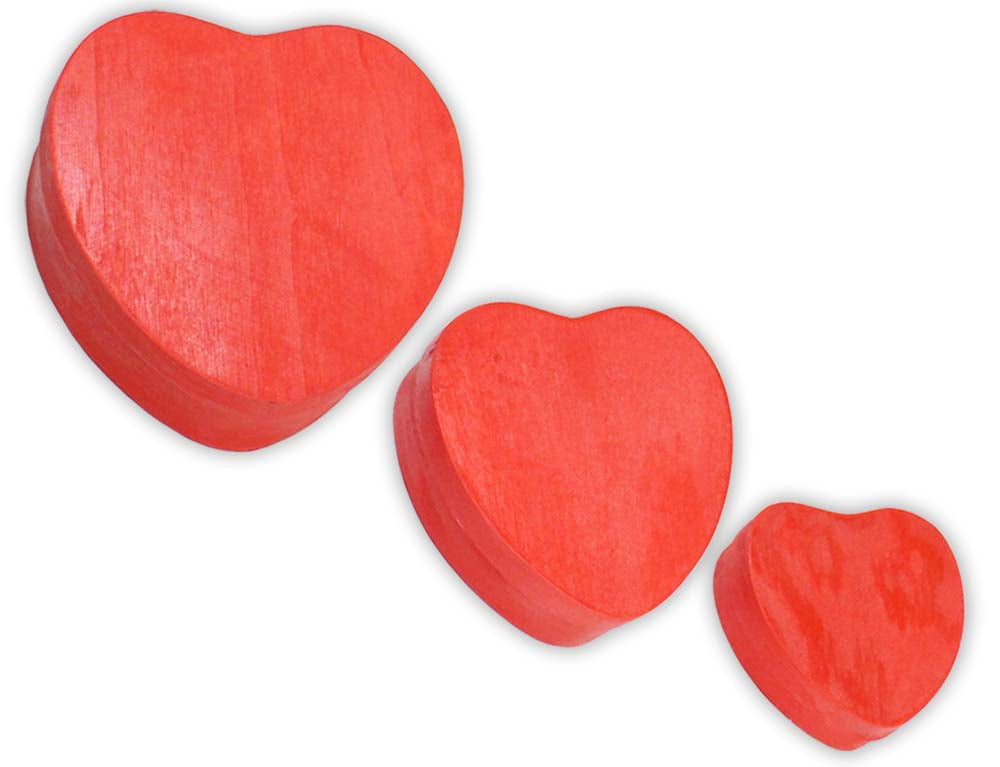 BIN BUDDY Heart-Shaped Wooden Boxes | Set of 3 | Red Stained | Sizes: 3 ...