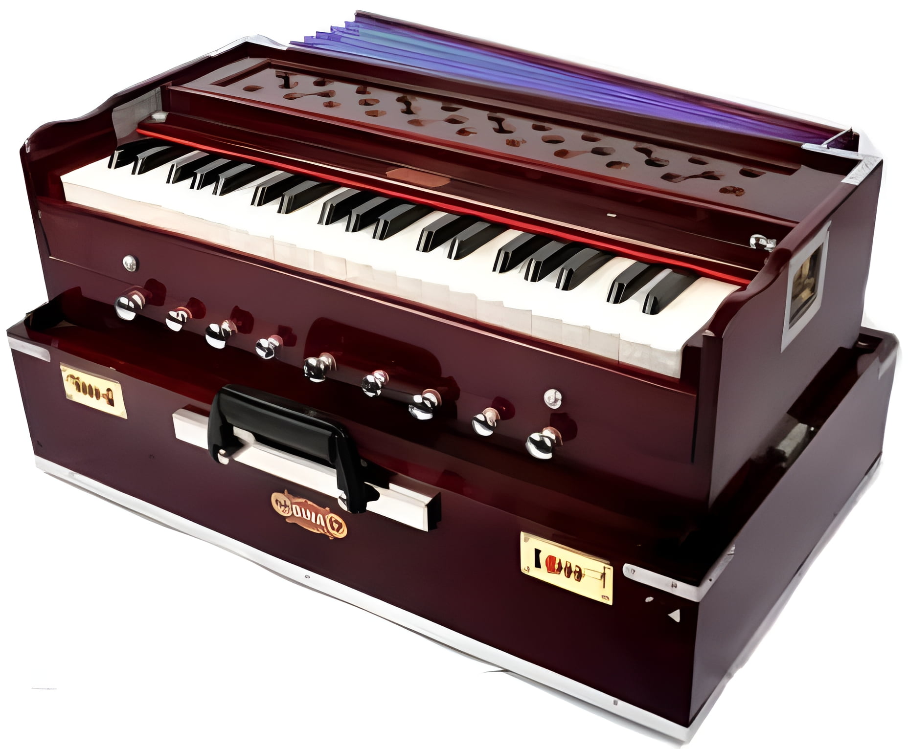 BINA Professional 9 Stopper Portable Harmonium Instrument, 3 Octaves ...