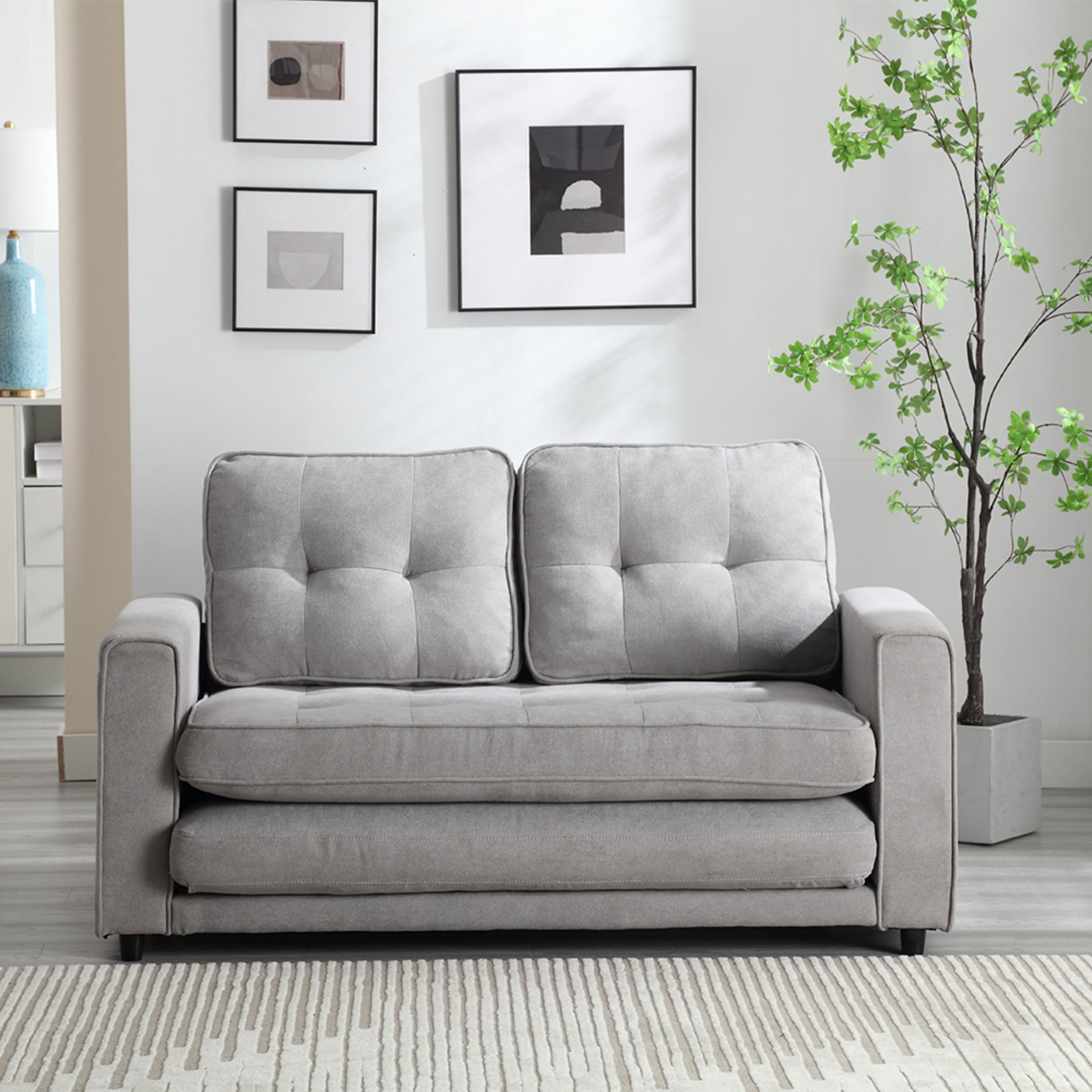 BINBANK Velvet L Full Size Futon Sofa Bed，3 Fold Sofa,Convertible Futon ...