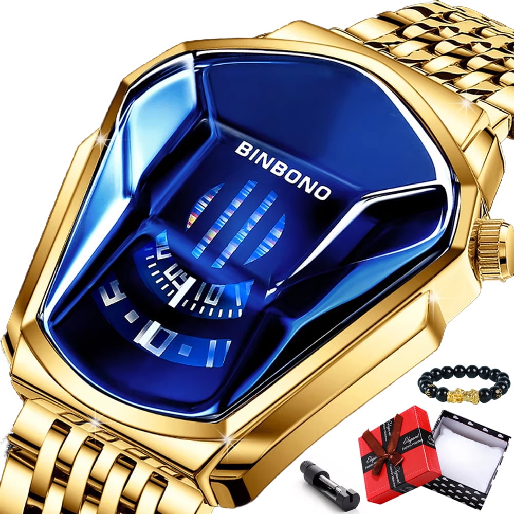 BINBOND Luxury Quartz Man Watch Gold Wrist Watches Man Clock Casual ...