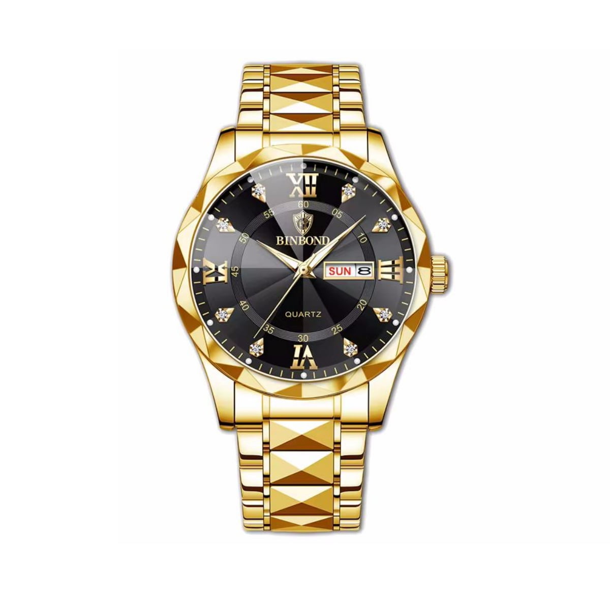 BINBOND Men's Watch Stainless Steel Top Quailty Luxury Push Button ...