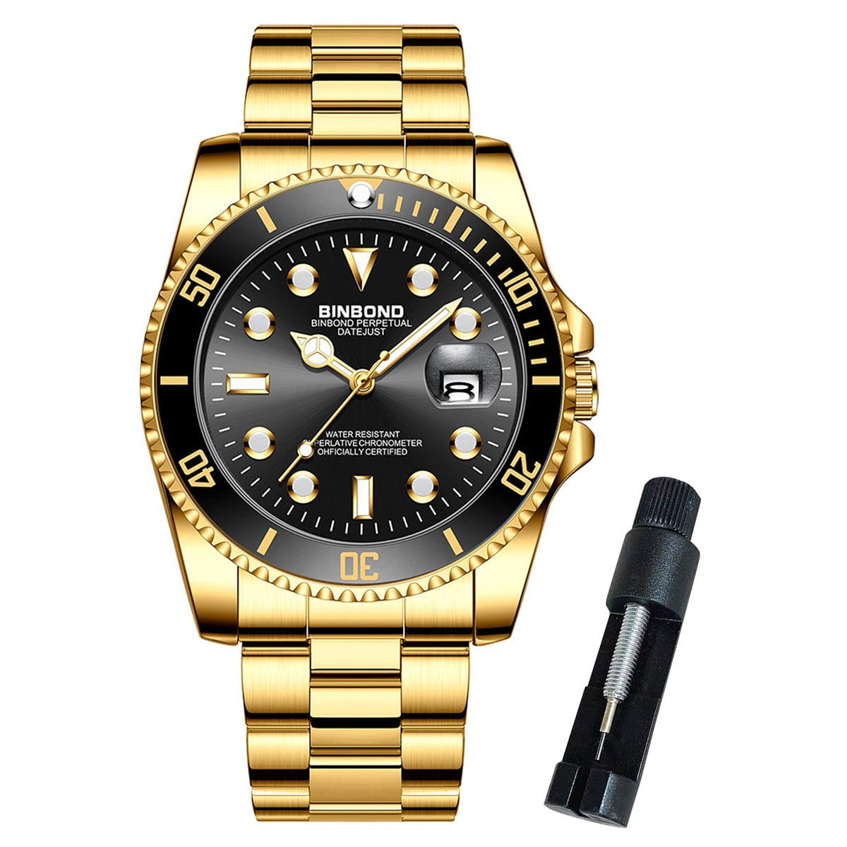 BINBOND Watches for Men Classic Business Luxury Dress Big Face Quartz Stainless Steel Waterproof ...