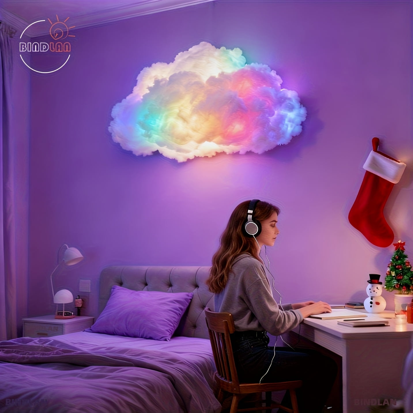 BINDLAN, 78.09In Novelty Lighting, 3D Thundercloud Lamp with Music ...