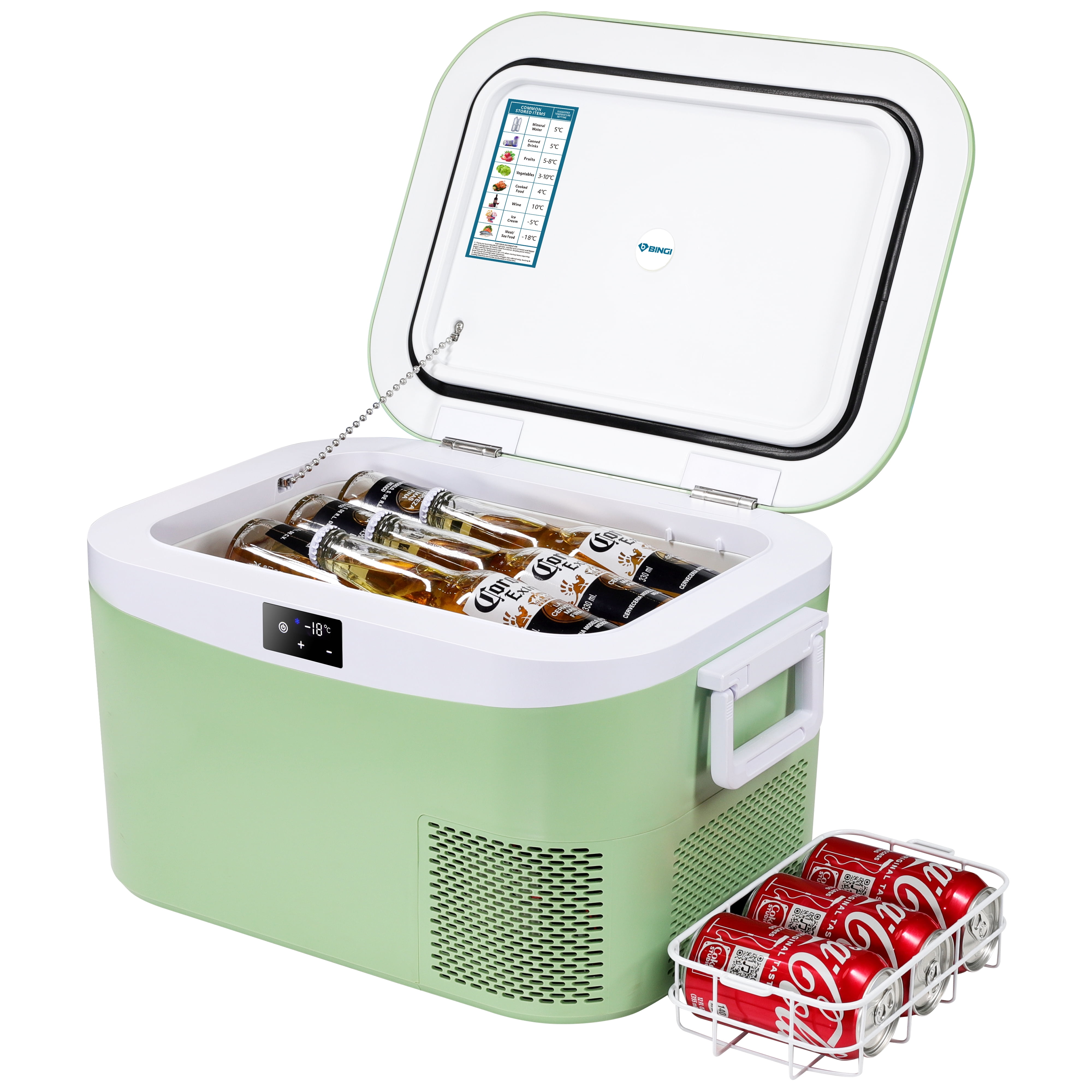 BINGI 13.5 Quart Portable Car Refrigerator, 12V/24V DC, 110-240V AC ...