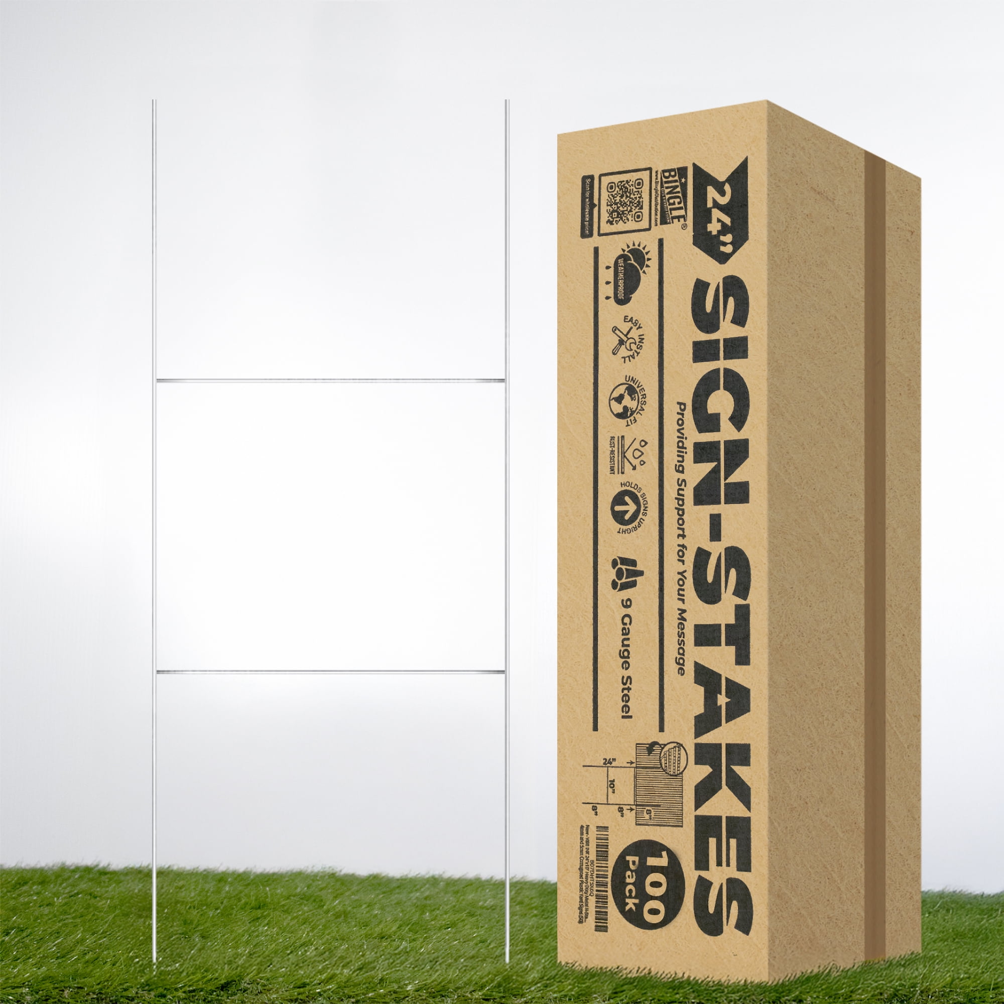 BINGLE Heavy Duty 100 10x24in Galvanized Steel Step-Stakes for Outdoor ...