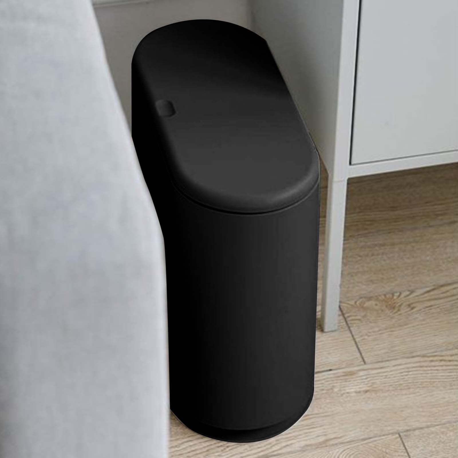 BINGLI 10 Liter Slim Plastic Trash Can with Lid 2.4 Gallon Waste Basket ...