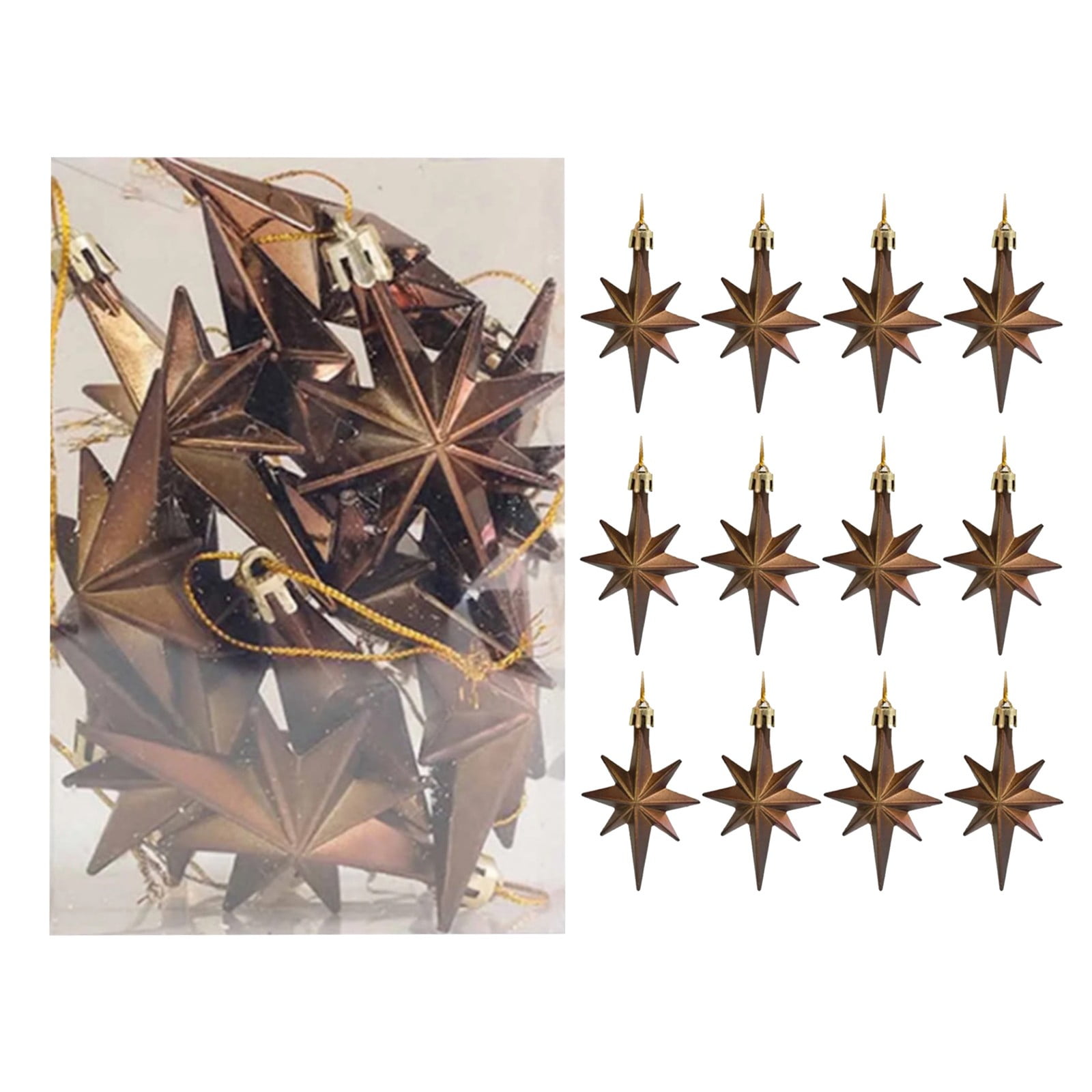 BINGLI 12 Pcs Bethlehem Star Christmas Ornament, 3.15inch Star ...