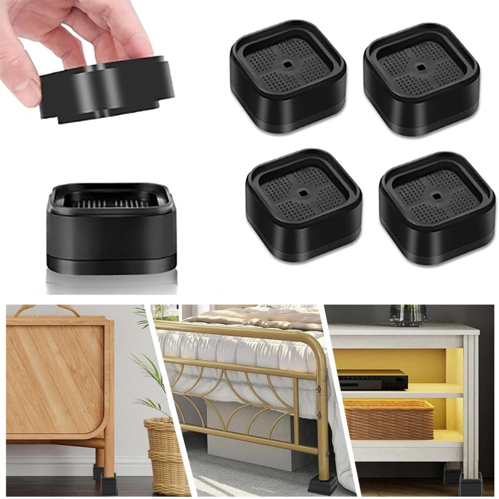 BINGLI 16-Pack Adjustable Furniture Leg Pads | Anti-Slip Rubber & Foam ...