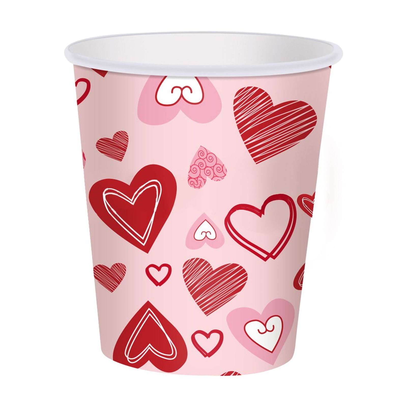 BINGLI 24Pcs Valentine's Day Heart Paper Cups Disposable Heart Print ...