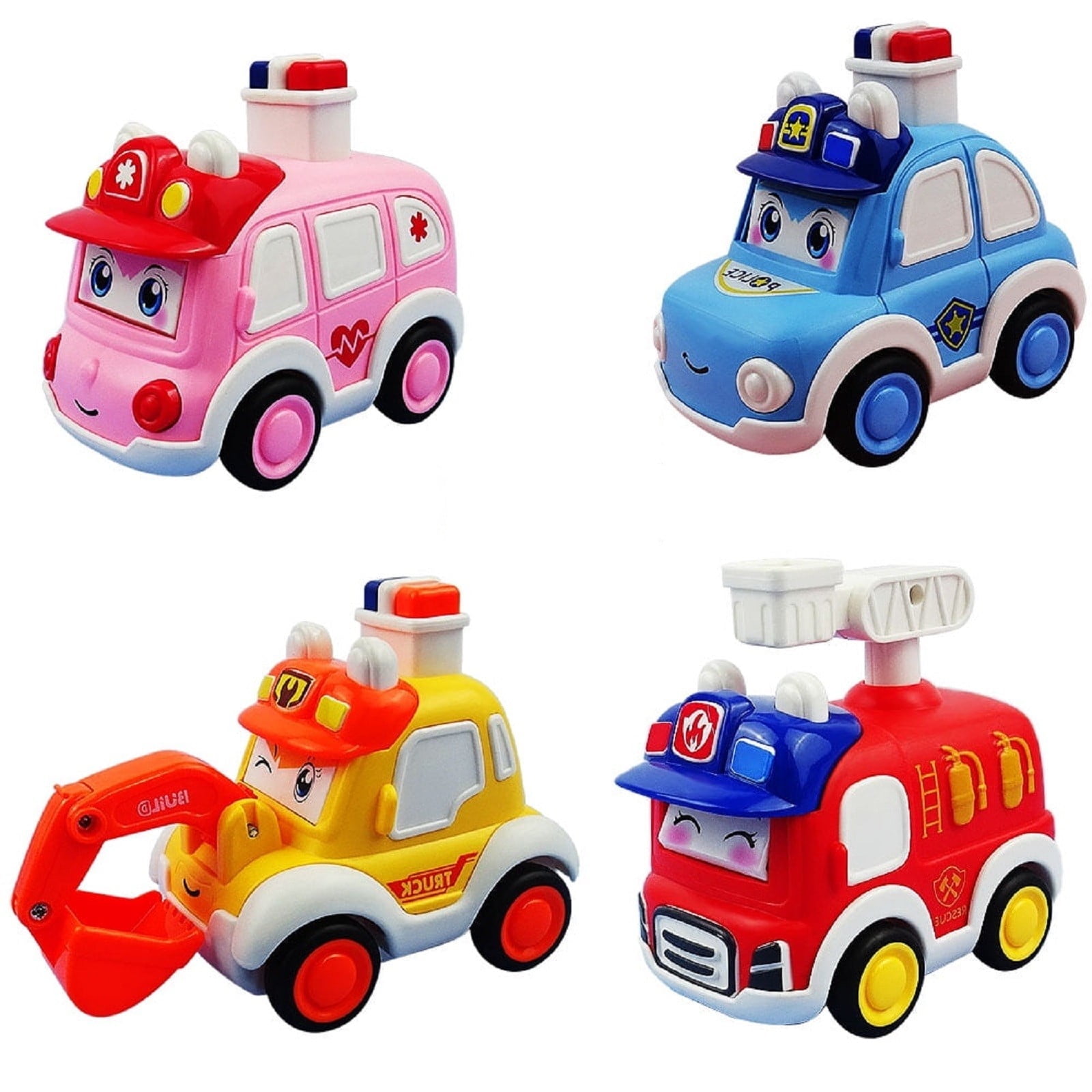 BINGLI 4 Pcs Pull Back Cars Set Toys for 1 2 3 Year Toddlers, Baby Car ...
