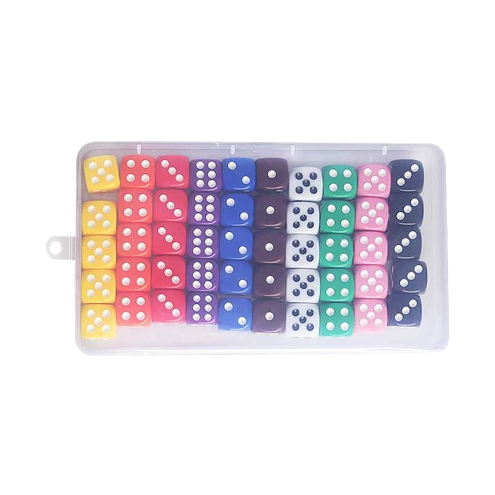 BINGLI 50 Pieces Dice Set, 6 Sided Standard Colored Dices, Opaque 10 ...