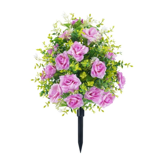 BINGLI Artificial Flowers with Ground Spikes, Garden Stake Faux ...