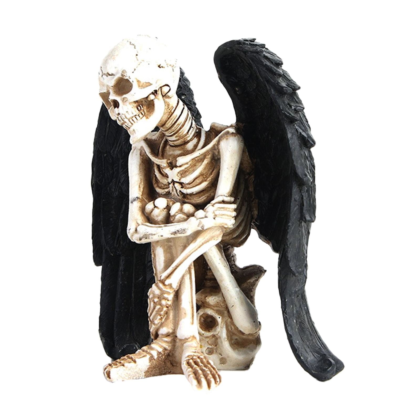 BINGLI Black Angel Skeleton Statue Resin Skeleton Figure Ho'me Shelf ...