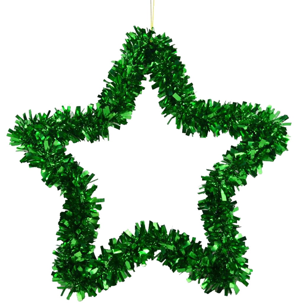 BINGLI Christmas Tree Star Shape Tinsel Garland Metallic Streamers ...