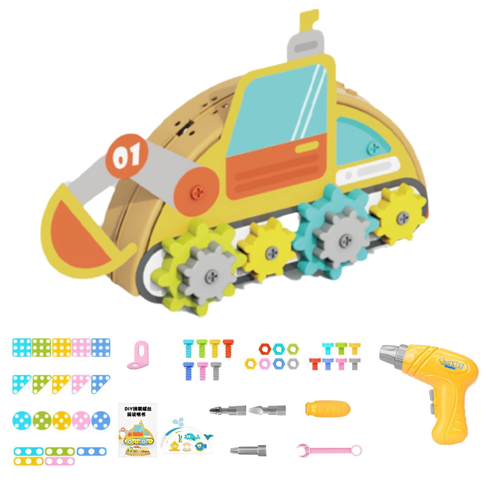 BINGLI Construction Truck Wooden Playset Toy - Montessori Play Toolbox ...