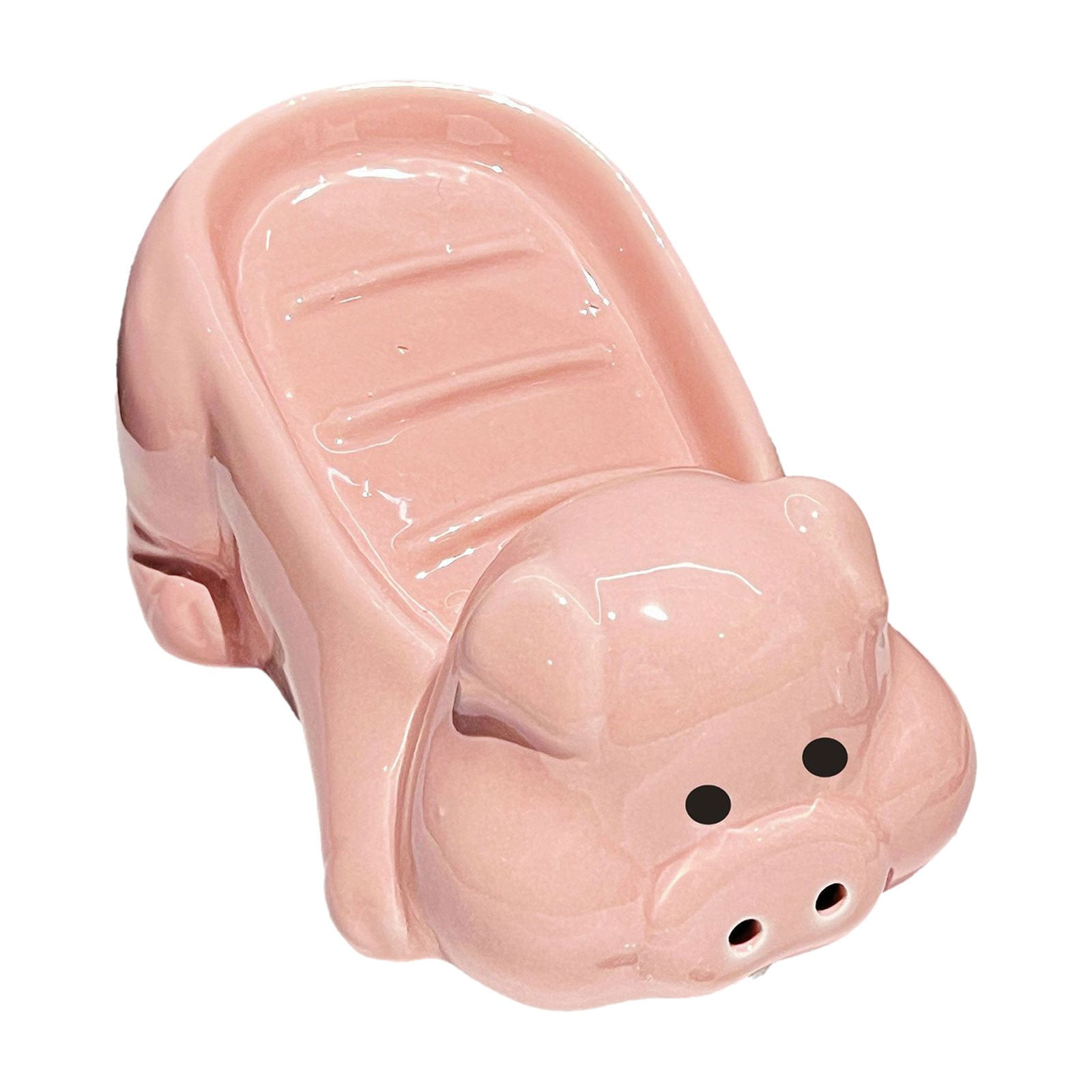 BINGLI Cute Ceramic Soap Dish Pig Soap Holder Self-Draining Soap Sponge ...