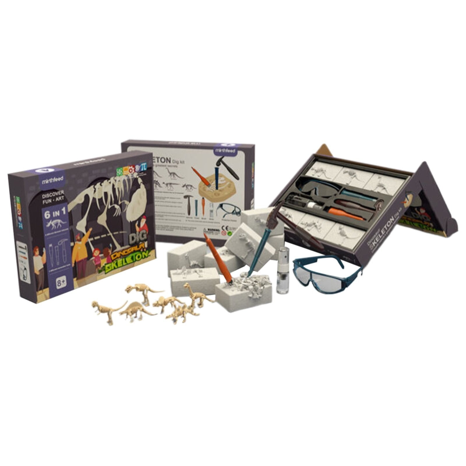 BINGLI Dinosaur Fossil Digging Kit - Digging Toy with Excavating Tools ...