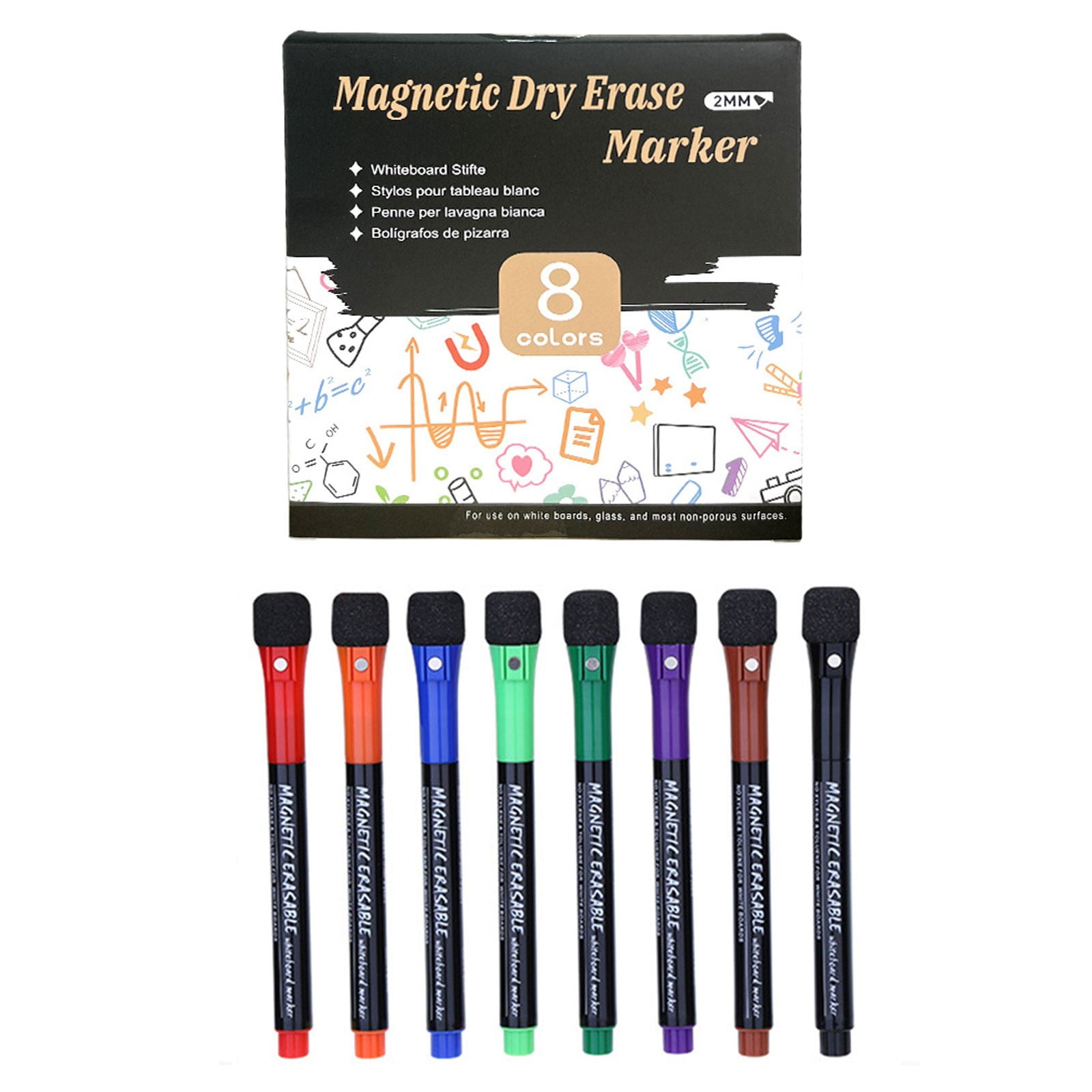 BINGLI Dry Erase Markers Fine Tip, Fine Point Dry Erase Markers with ...