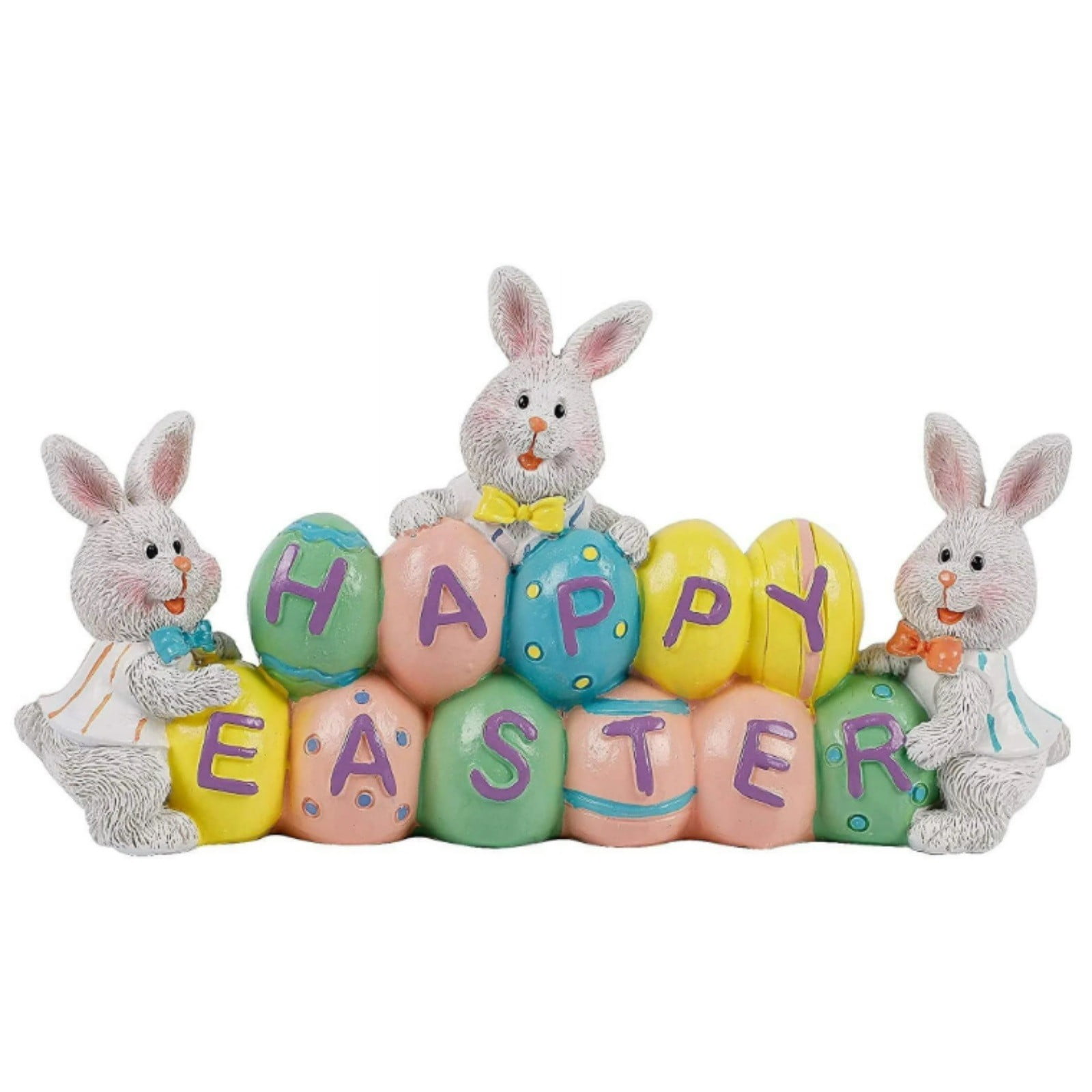 BINGLI Easter Bunny Table Decor with Eggs - Cute Spring Statue ...