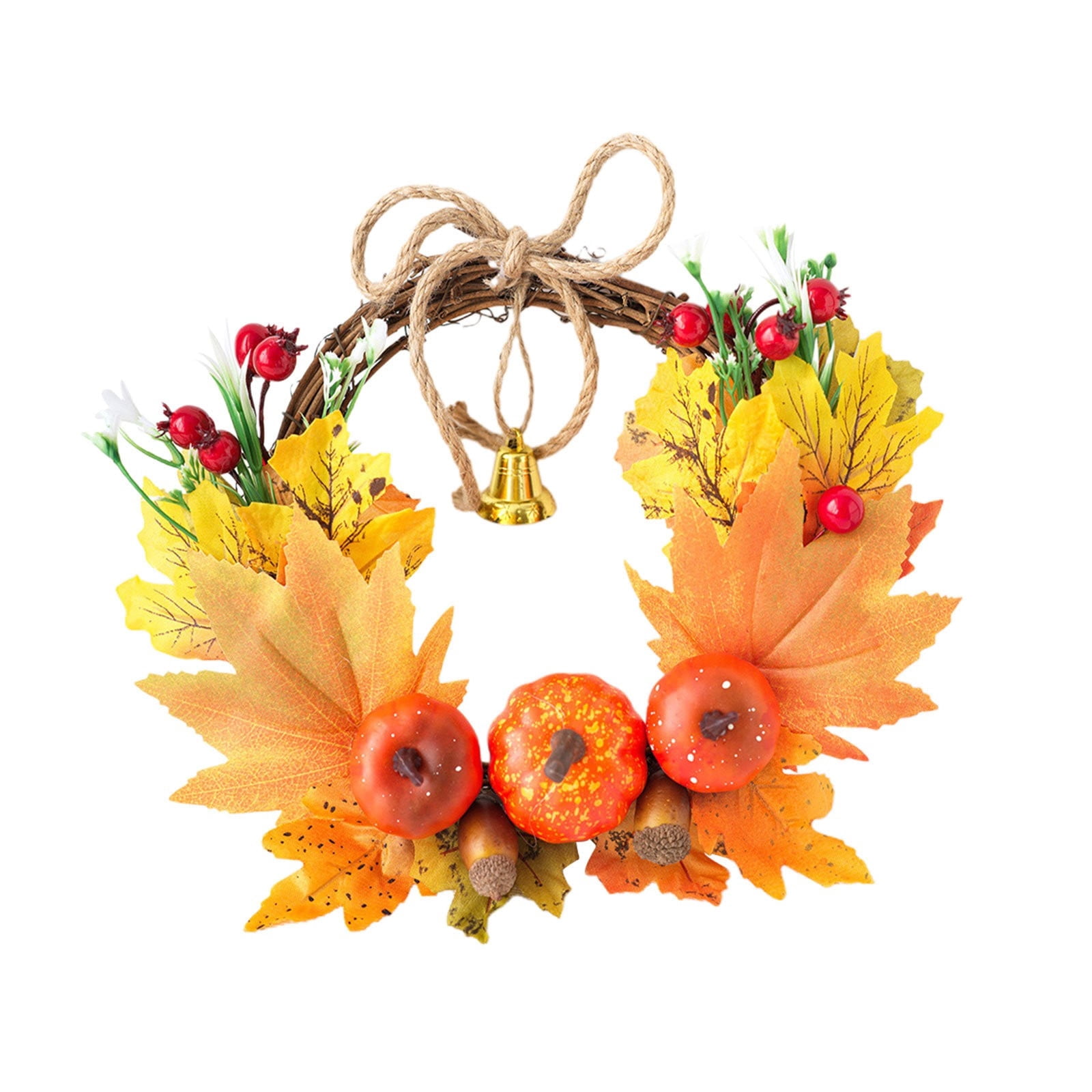 BINGLI Festival Garland Fall Pumpkin Wreath Pillar Candle Thanksgiving ...