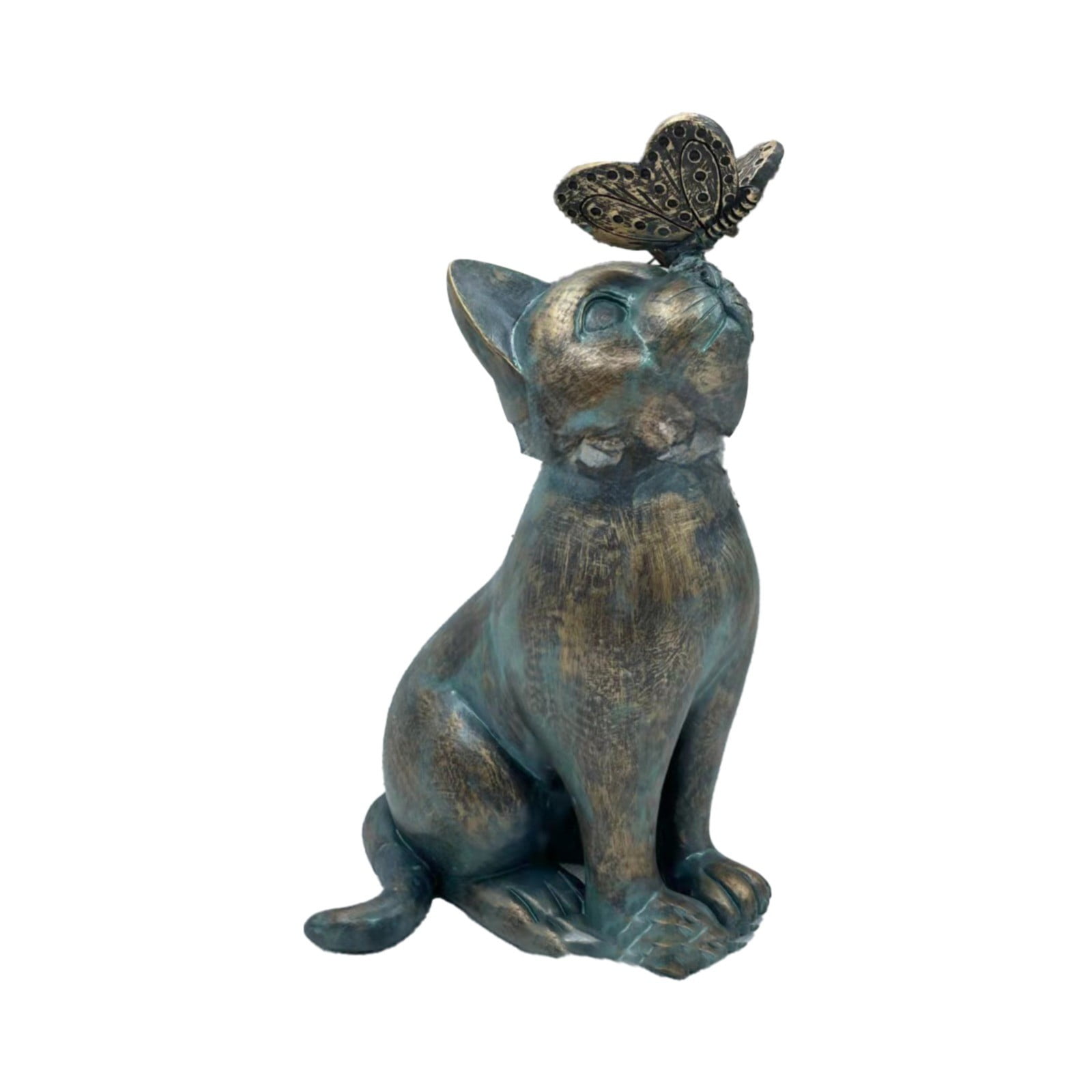BINGLI Garden Resin Cat Statue with Butterfly Decor - Cute Cat ...