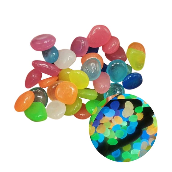 BINGLI Green Glowing Pebbles, 300 PCS Solar/Light Charged Luminous ...