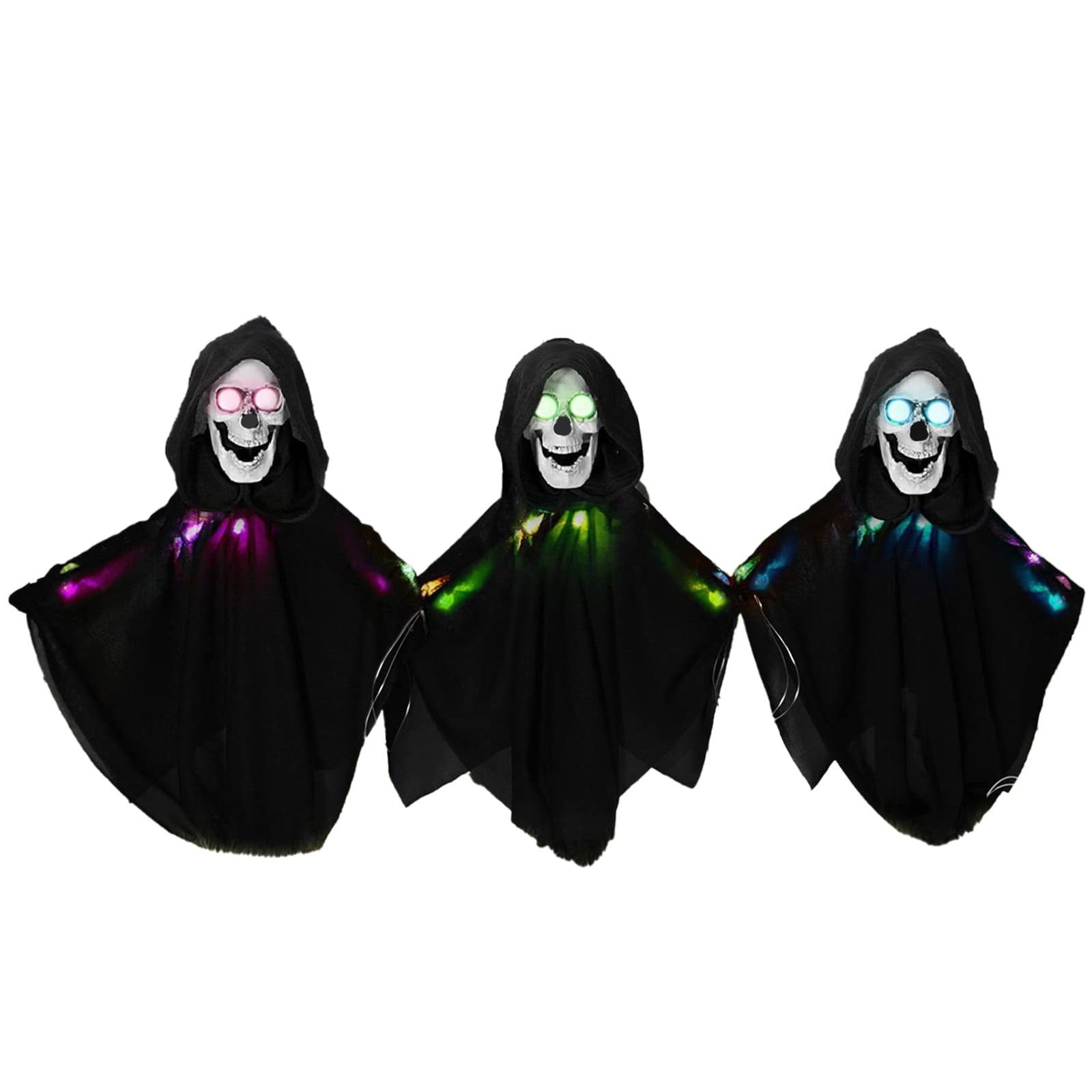 BINGLI Halloween Decorations Outdoor Spooky Ghost 3 Pcs, Light Up Ghost ...
