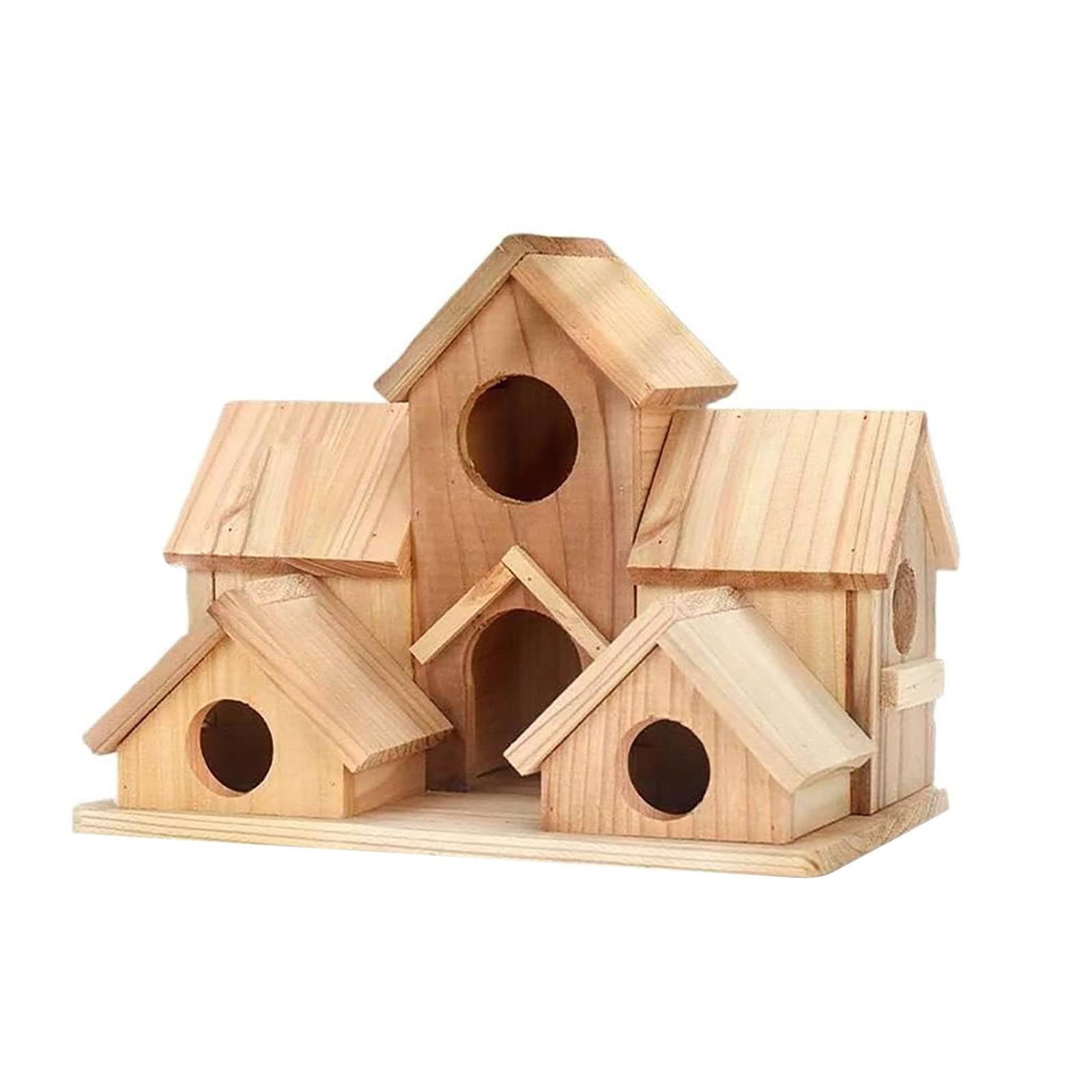 BINGLI Handmade 6-Hole Cedar Wood Bird House for Hummingbirds/Sparrows ...