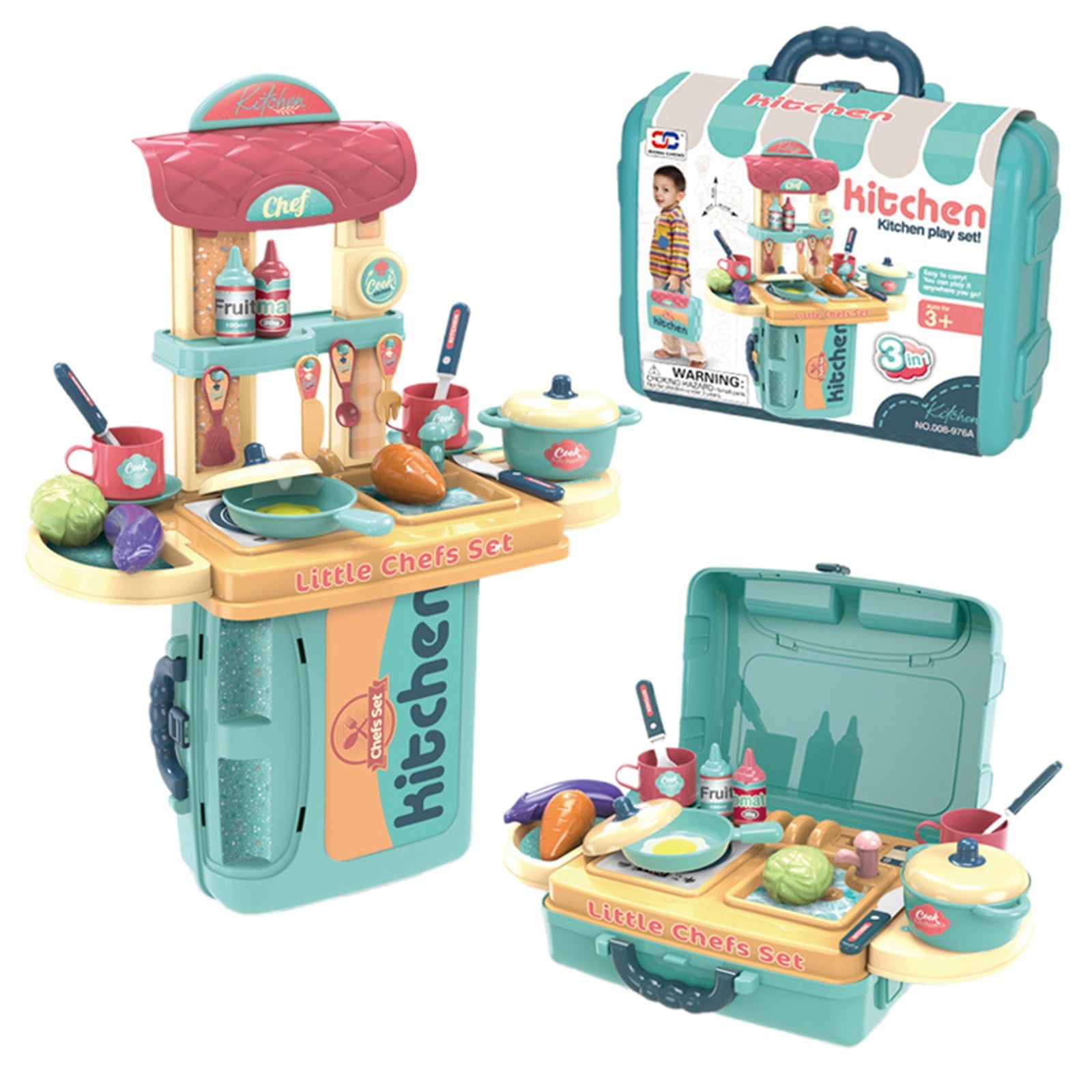BINGLI Kids Play Kitchen Accessories Set, Pretend Play Cooking Toys Set ...