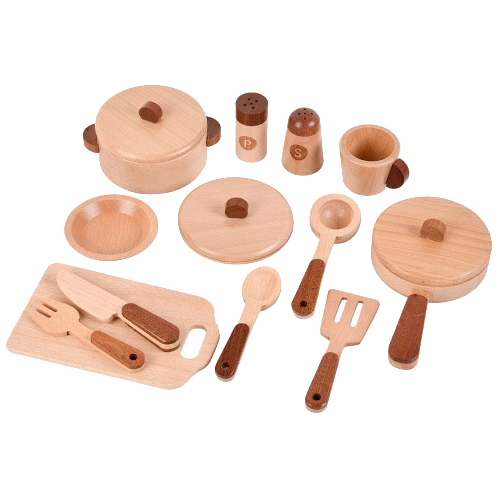 BINGLI Kitchen Set for Kids Wooden Play Kitchen Accessories Toddler ...