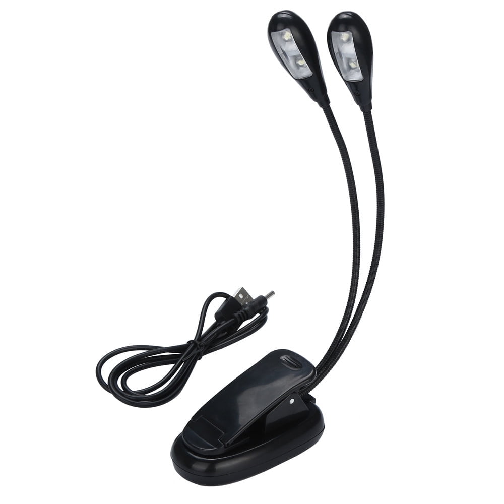 BINGLI Mini LED Reading Light USB Rechargeable Lights Double Arms Clip ...