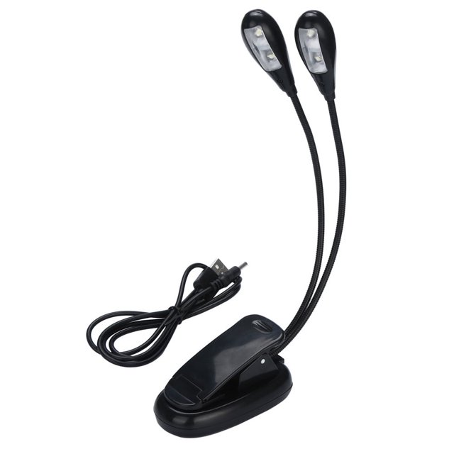 BINGLI Mini LED Reading Light USB Rechargeable Lights Double Arms Clip ...