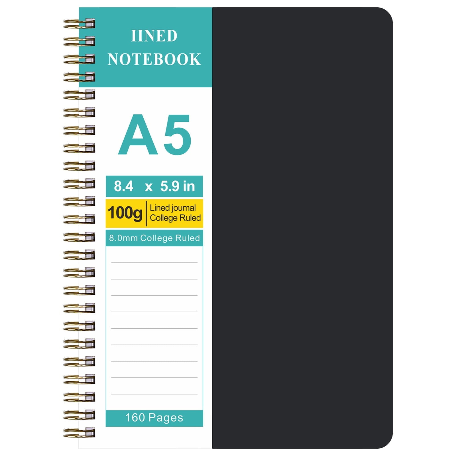 BINGLI Notebook 5 Pieces Notebook 5.9 "x 8.38" 70 Sheets /140 Pages ...