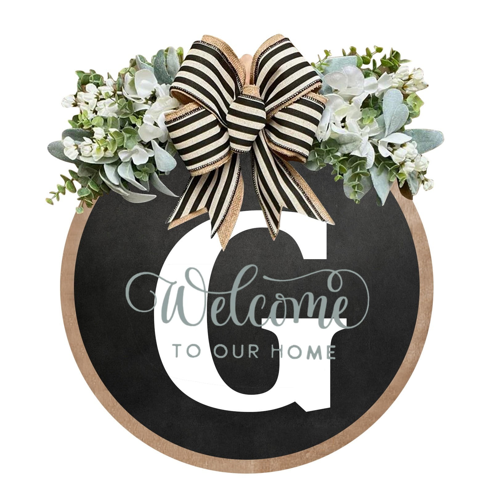 BINGLI Personalized Last Name Wreath - A-Z Monogram Year-Round Front ...