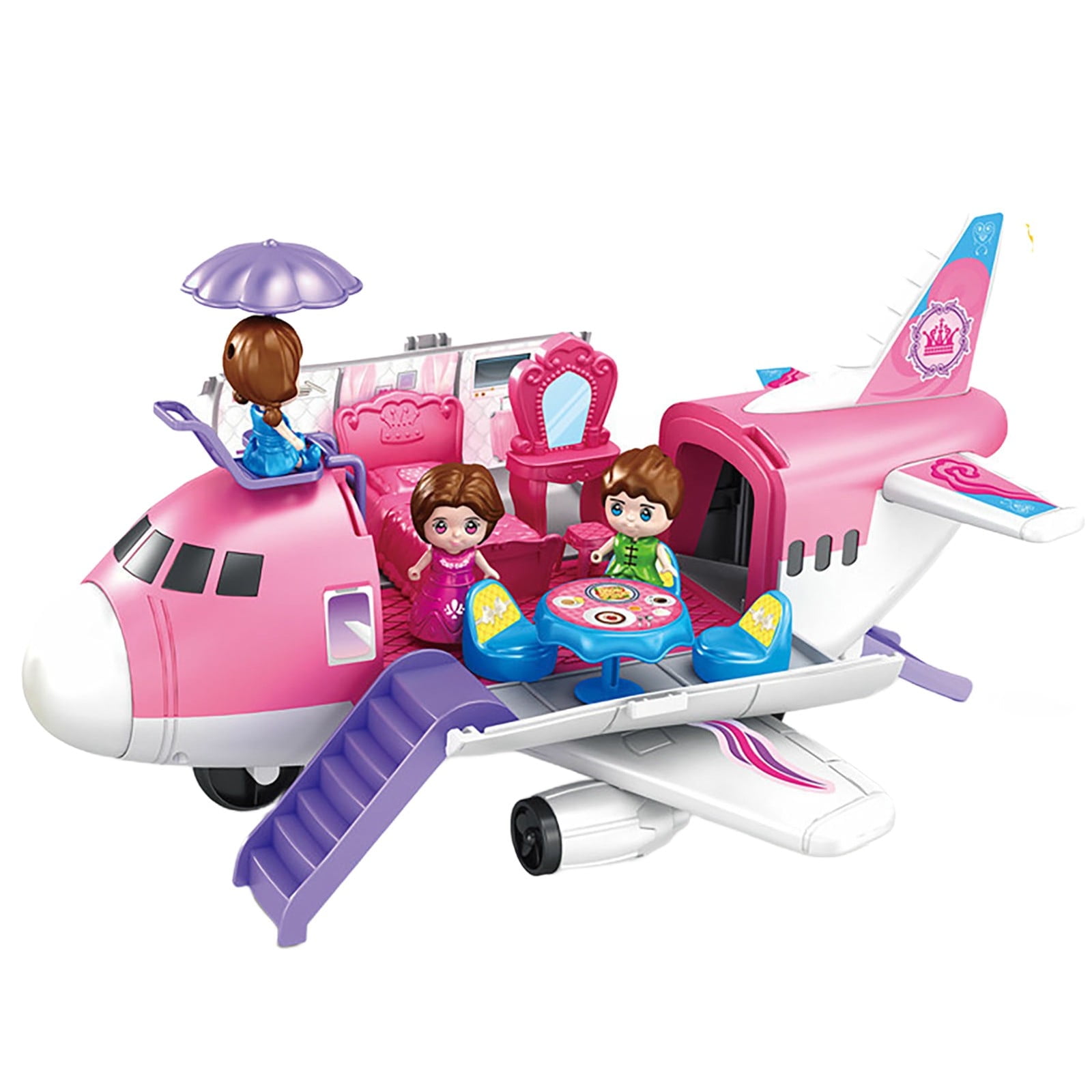 BINGLI Pink Airplane Toy, Private Jet Transport Cargo Vehicle - Big ...