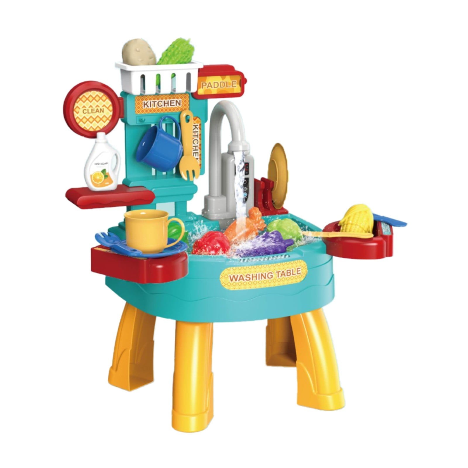 BINGLI Play Kitchen Water Table, Play Sink with Running Water, Toddler ...
