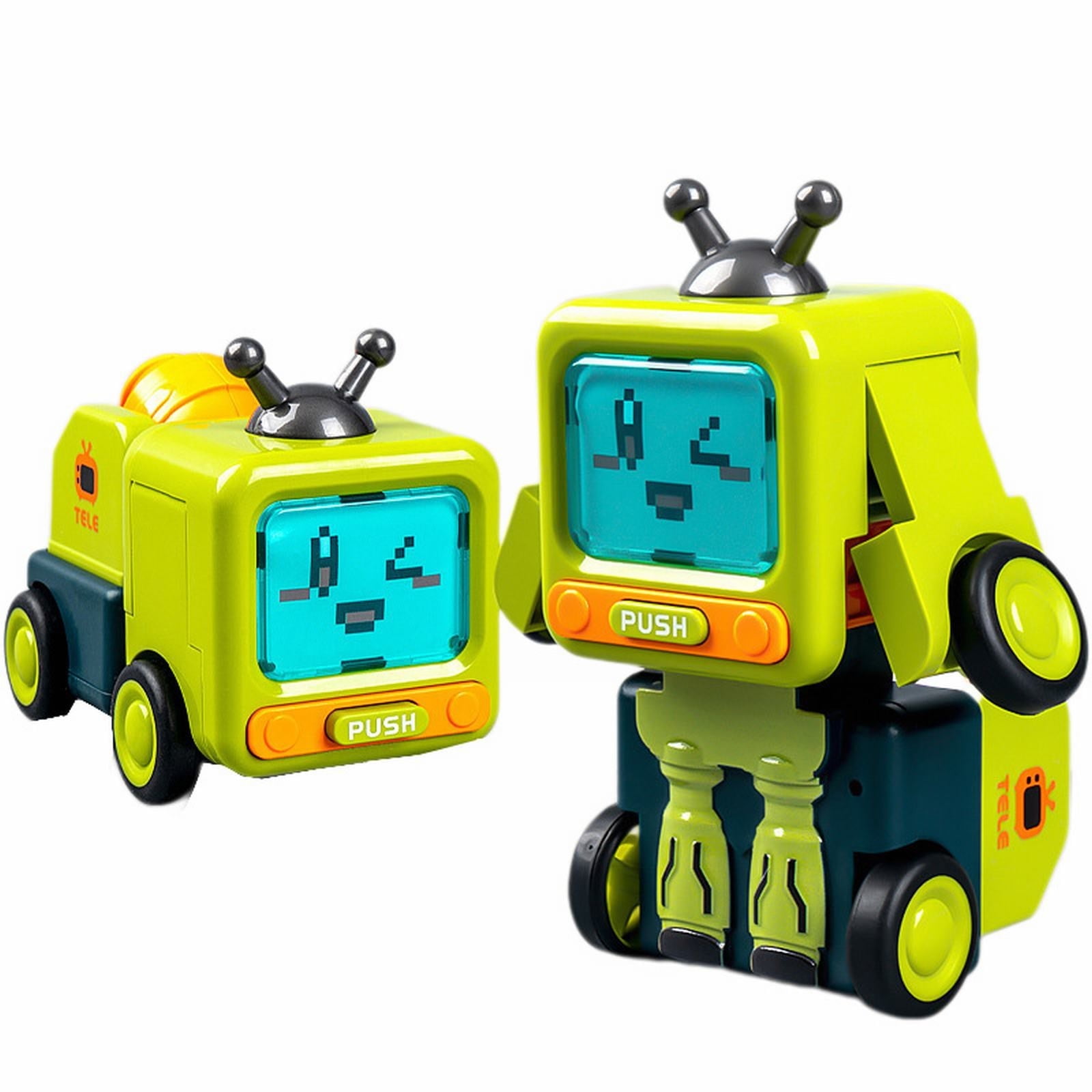 BINGLI Push Go Car Toys for Toddlers, 2 in 1 Kids Robot Racing Cars ...