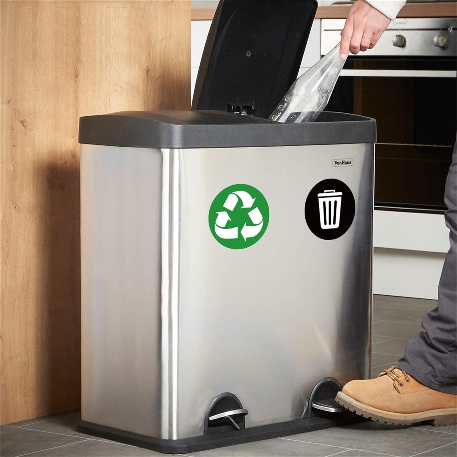 BINGLI Recyclable Non Recyclable Label Sticker Trash Can Self Adhesive ...