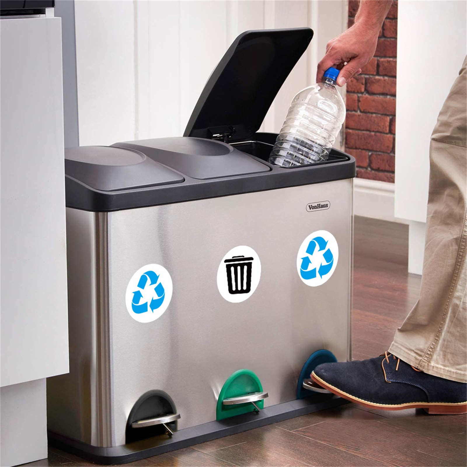 BINGLI Recyclable Non Recyclable Label Sticker Trash Can Self Adhesive ...