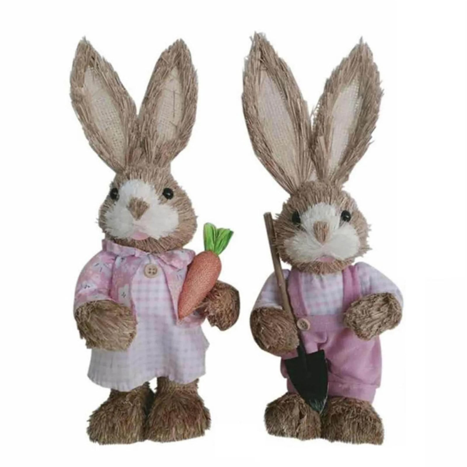 BINGLI Set of 2 Easter Decorations for Home- Bunny Figurines with ...