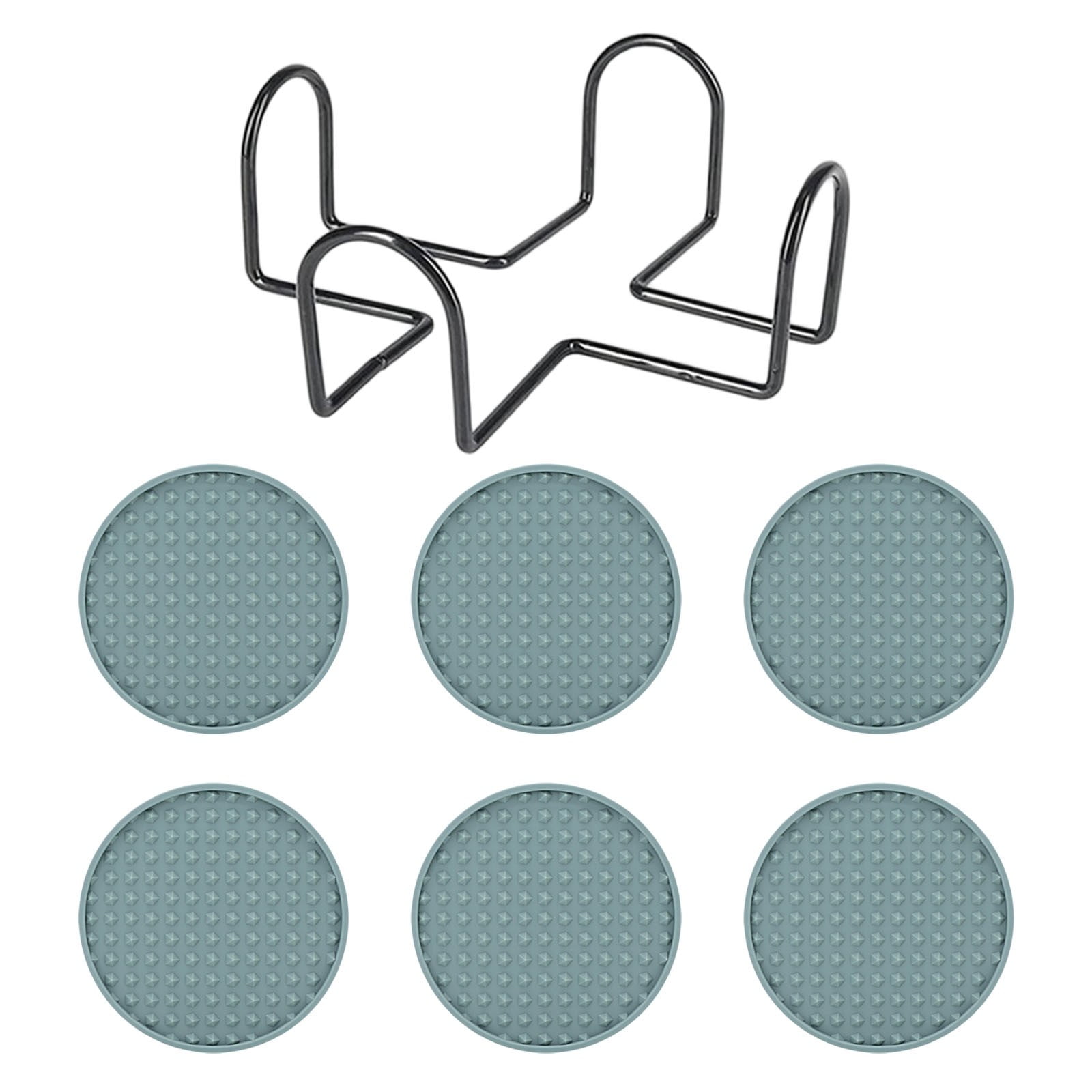 BINGLI Silicone Coasters Set of 6 with Holder, Black Non Slip Rubber ...